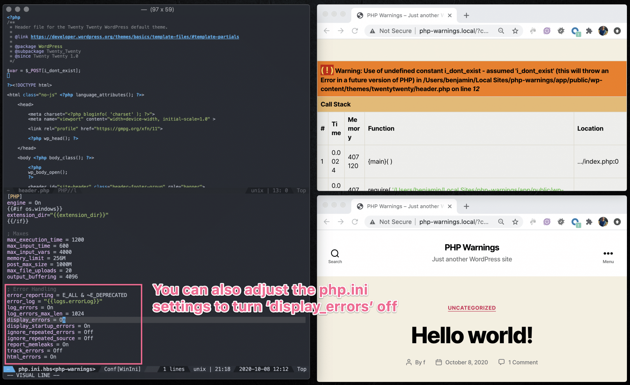 Warnings and Errors in Local - Local