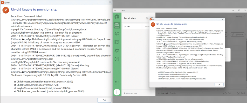 Troubleshoot: Windows + Local - Local